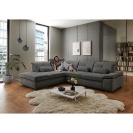 Die PlanBar Ecksofa &raquo;MP-IN16012 L-Form mit Federkern-Polsterung&laquo; inkl. Sitztiefenverstellung, optional mit Funktionen grau 85% Polyester;15% Nylon