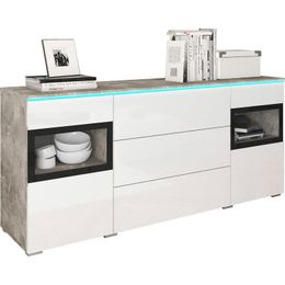 Home Affaire Sideboard &raquo;VERA&laquo; Moderne grifflose Kommode,verstellbare Einlegeb&ouml;den grau Glas, Hartfaserplatte