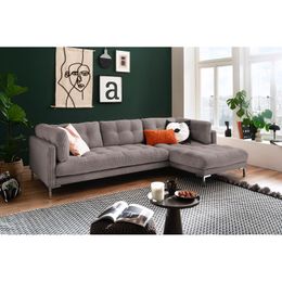 Trends by HG Ecksofa &raquo;Landau L-Form&laquo; in Cord-Stoff mit Metallfu&szlig; grau