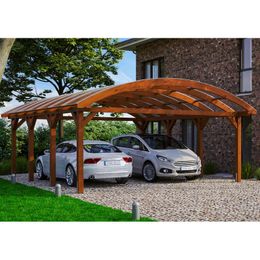 Skan Holz Doppelcarport &raquo;Franken&laquo; Leimholz 550 cm braun braun