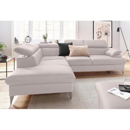 COTTA Polstergarnitur &raquo;Caluso L-Form&laquo; Set bestehend aus: Ecksofa mit Kopfteilverstellung & Hocker beige