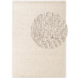 ELLE DECORATION Wollteppich &raquo;Majoli, auch als L&auml;ufer&laquo; rechteckig 10 mm H&ouml;he Herringbone, Wolle, Jute, Natur, Wohnzimmer, Schlafzimmer, Boho,Skandi 