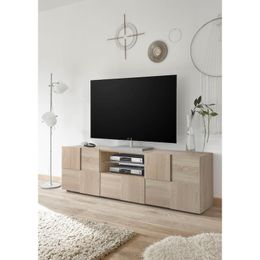 Home Affaire Lowboard &raquo;Dama Breite 181 cm, TV-Board 2 T&uuml;ren, 1 Schubkasten, TV-Schrank&laquo; Front in 3D-Optik, viel Stauraum, verschiedene Farben braun