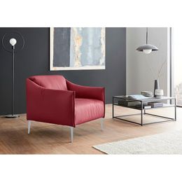W.Schillig Cocktailsessel &raquo;sally&laquo; mit Metallf&uuml;&szlig;en in Silber matt rot Longlife Xtra-Leder Z59: Glattleder mit modischer Pr&auml;gung. Hautst&auml;rke 0, 9 - 1, 1