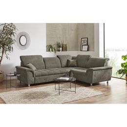 DOMO collection Ecksofa &raquo;Franzi, zeitlos und elegant, moderne Sitzheftung, L-Form&laquo; wahlweise mit Kopfteilverstellung (dann Breite: 275 cm) gr&uuml;n
