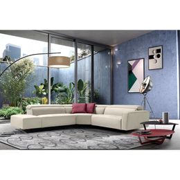 Egoitaliano Ecksofa &raquo;Stefanie-e, Designsofa der Extraklasse, bequem mit hohem Sitzkomfort&laquo; mit Relaxfunktion und verstellbaren Kopfteilelementen beige Leder &raquo;BULL