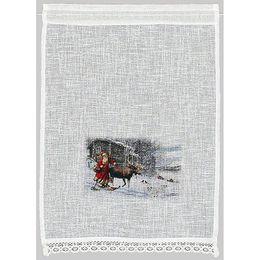 HOSSNER - ART OF HOME DECO Scheibengardine &raquo;Weihnachtsmann&laquo; Stangendurchzug 1 Stk. tlg. Landhaus-Look beige Organza, Polyester