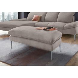 W.Schillig Hocker &raquo;enjoy&MORE&laquo; F&uuml;&szlig;e silber matt, Breite 106 cm grau Chenille-Flachgewebe R66 (85% Polyester, 15% Nylon);Longlife Xtra-Leder Z59: 