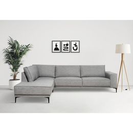 OTTO home Ecksofa &raquo;OLAND L-Form, B: 289 cm, Skandi-Design&laquo; Struktur, Flachgewebe, Luxus-Microfaser, Boucle grau 100% Polyester