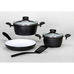 Kr&uuml;ger Topf-Set &raquo;Oslo&laquo; Set, 1x Kochtopf &Oslash; 16 cm, 1x Kochtopf &Oslash; 20 cm, 1x Bratpfanne &Oslash; 24 cm, 6 Stk. tlg. Aluminiumguss schwarz
