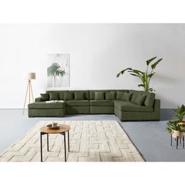 Home Affaire Wohnlandschaft &raquo;Skara U-Form&laquo; Lounge-Sofa mit Federkernpolsterung, in vielen Bezugsvarianten gr&uuml;n 100% Polyester