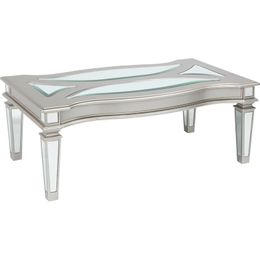 LEONIQUE Couchtisch &raquo;Tessani&laquo; Couchtisch, mattsilber, Spiegelinlays, Mosaikplatte, 122x66x47 silber