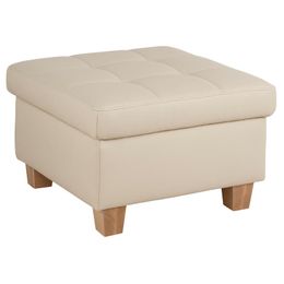 Home Affaire Hocker &raquo;Corby&laquo; beige Struktur fein (100% Polyester);Chenille (100% Polyester);NaturLEDER (echtes Rindsleder) auf Sitzfl&auml;che, Kunstleder 