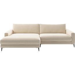 Home Affaire Ecksofa &raquo;Downtown, B/T/H: 272/190/84 cm L-Form&laquo; weicher Sitzkomfort auch in Cord und Boucl&eacute;, incl. Zierkissen beige 100% Polyester