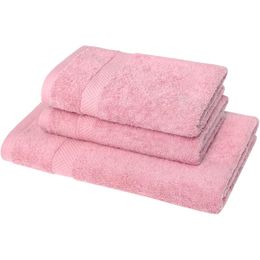 Dyckhoff Handtuch Set &raquo;Planet&laquo; Set 3 Stk. Walkfrottier 2 Handt&uuml;cher (50x100cm), 1 Duschtuch (70x140cm) rosa Walkfrottier, Obermaterial: 100% Baumwolle