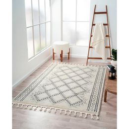 MyFlair Hochflor-Teppich &raquo;Moroccan Tradition, LAGERR&Auml;UMUNG!&laquo; rechteckig 24 mm H&ouml;he modern, marokkanisches Design, flauschig weich durch Hochflor schwarz-wei&szlig; 