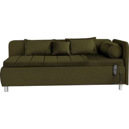 Alina Schlafsofa &raquo;Kiana&laquo; Liegefl&auml;che 90/200 cm oder 100/200 cm, Bettkasten, Zierkissen-Set gr&uuml;n Struktur TMD (100% Polyester)