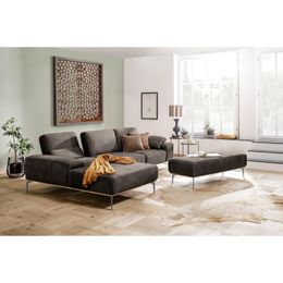 W.Schillig Ecksofa &raquo;run, Designsofa mit tollem Sitzkomfort, bequem, L-Form&laquo; mit elegantem Holzsockel, F&uuml;&szlig;e in Silber matt, Breite 319 cm grau Longlife
