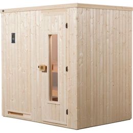 Weka Sauna &raquo;Halmstad&laquo; Set, 7,5 kW Bio-Ofen mit digitaler Steuerung beige