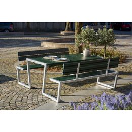 Plus Garten-Essgruppe &raquo;&raquo;Zigma&laquo; Kombim&ouml;bel mit 2 R&uuml;ckenlehne&laquo; 1 Stk. tlg. 176x198x73/45,5 cm gr&uuml;n FSC -zertifizierter Holzwerkstoff, Stahl