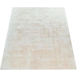 Paco Home Teppich &raquo;Glori 330&laquo; rechteckig 9 mm H&ouml;he Handweb, Kurzflor, 100% Viskose, handgewebt, mit leichtem Schimmer beige Viskose