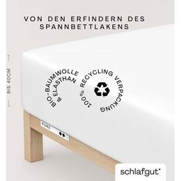 Schlafgut Spannbettlaken &raquo;PURE BOXSPRING in Gr. 90x200, 140x200 oder 180x200, f&uuml;r Boxspringbett&laquo; aus Bio-Baumwolle, f&uuml;r Matratzen bis 40 cm H&ouml;he, Bettlaken wei&szlig;