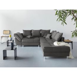 Collection AB Ecksofa &raquo;(Spar-Set) Innsbruck L-Form und Hocker&laquo; Ecksofa und Hocker, Recamiere links oder rechts montierbar grau Microfaser PRIMABELLE (