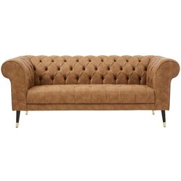 Home Affaire Chesterfield-Sofa &raquo;Tinnum&laquo; braun Luxus-Microfaser Vintageoptik (66% PU, 27% Polyester, 7% Baumwolle);Struktur weich( 97% Polyester, 3% 