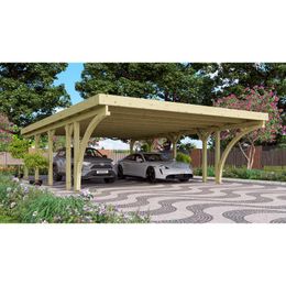 Karibu Doppelcarport &raquo;&raquo;Classic 3 SET&laquo; PVC-Dach Variante C, mit zwei Einfahrtsbogen&laquo; Massivholz 540 cm KDI aus Masivholz