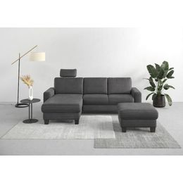 Home Affaire Ecksofa &raquo;Summer L-Form&laquo; mit Recamiere, mit oder ohne Bettfunktion und Bettkasten, Cord-Bezug grau 100% Polyester