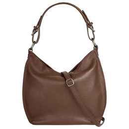 Samantha Look Damen Shopper echt Leder, Made in Italy braun