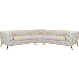 Home Affaire Chesterfield-Sofa &raquo;Amaury L-Form&laquo; Chesterfield-Optik, Breite/Tiefe je 262 cm, Fu&szlig;farbe w&auml;hlbar beige Struktur (100% Polyester);Samtoptik 