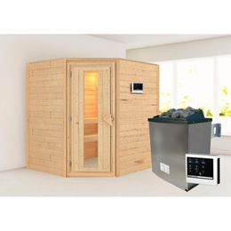 Karibu Sauna &raquo;Mia (Fronteinstieg)&laquo; Ofen 9 KW externe Strg easy beige