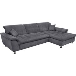DOMO collection Ecksofa &raquo;Franzi bequem, B/T: 278/162 cm, L-Form, belastbar bis 140kg/ Sitz&laquo; Chenille, dunkelgrau grau Flachgewebe (100% Polyester);