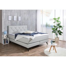 Maintal Boxspringbett grau Topperbezug Microfaser aus 100% Polyester;Bezug der Spiegelfl&auml;che Matratzendrell aus 100% Polyester;Strukturstoff-Bezug (100% 