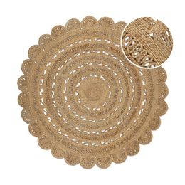 Teppich &raquo;Bloom&laquo; rund 12 mm H&ouml;he Jute, handgewebt, robust, strapazierf&auml;hig, Natur, Wohnzimmer beige Jute
