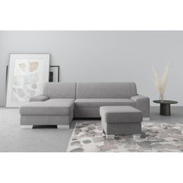 DOMO collection Ecksofa &raquo;Anzio L-Form, whlw. Bettfunktion, Federkern, hochwertig, Breite 271 cm&laquo; Ohne Bettfunktion, Recamiere links, Samtoptik, grau 