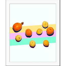 queence Bild &raquo;Maurice&laquo; Essen Figuren Kunst Lebensmittel Obst Obst Bilder 1 Stk. tlg. HD Premium Poster-Druck inkl. Holzrahmen orange Acrylglas, Holz, 
