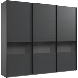 wimex Schwebet&uuml;renschrank &raquo;Easy Plus, Kleiderschrank Made in Germany&laquo; mit Glaseinsatz/ Rauchglas, viele Breiten zur Auswahl, schwarze Griffe schwarz