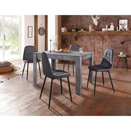 OTTO home Essgruppe Set, 5 Stk. tlg. mit Esstisch 120 cm breit grau