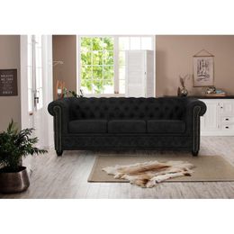 Home Affaire Chesterfield-Sofa &raquo;Rysum&laquo; Chesterfield-Optik, in 2 Bezugsqualit&auml;ten, 2 Ausf. schnell lieferbar grau Luxus-Microfaser Lederoptik (100% 