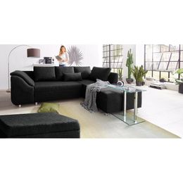 Collection AB Ecksofa &raquo;Sally L-Form&laquo; mit und ohne Bettfunktion, inklusive loser R&uuml;cken- und Zierkissen grau Microfaser PRIMABELLE (100% Polyester) / 