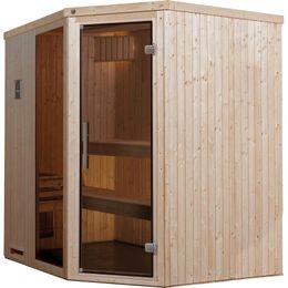 Weka Sauna &raquo;Varberg&laquo; Set, 7,5 kW-Ofen mit digitaler Steuerung beige
