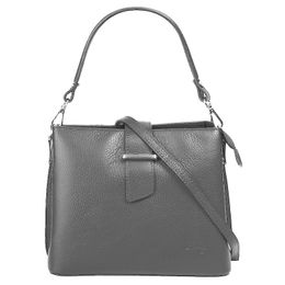 CLUTY Damen Henkeltasche echt Leder, Made in Italy schwarz