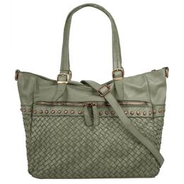 Samantha Look Damen Shopper echt Leder, Made in Italy gr&uuml;n
