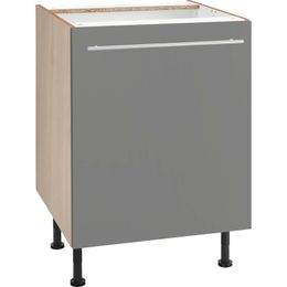 Optifit Unterschrank &raquo;Bern&laquo; 60 cm breit, mit 1 T&uuml;r mit h&ouml;henverstellbaren F&uuml;&szlig;en, mit Metallgriff grau