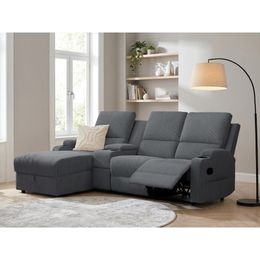 OTTO home Ecksofa &raquo;NAPORI Multimediasofa, 3er Kinosessel XXL, L-Form, Cord&laquo; Kinosofa mit Relaxfunktion, Getr&auml;nkehalter, Staufach und Staukasten grau