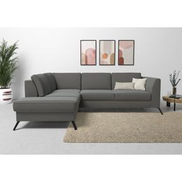 Sit & More sit&more Ecksofa &raquo;Olsen L-Form&laquo; inklusive Sitztiefenverstellung, wahlweise mit Bettfunktion, 15cm hoch grau 100% Polyester