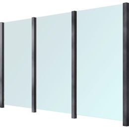 STAKET PRO Zaun Glaszaun, Gesamtl&auml;nge: 3,284 m, 4 Pfosten grau Aluminium, Glas