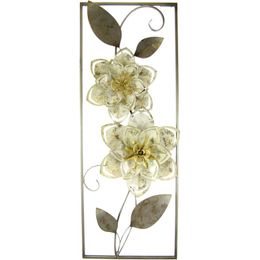I.GE.A. Bild &raquo;Metallbild Blumen Bl&auml;tter Blume Wanddeko Wandskulptur Bild 3D Bl&uuml;ten&laquo; 1 Stk. tlg. Skulptur Wanddeko Deko Terrassendeko Wandrelief 